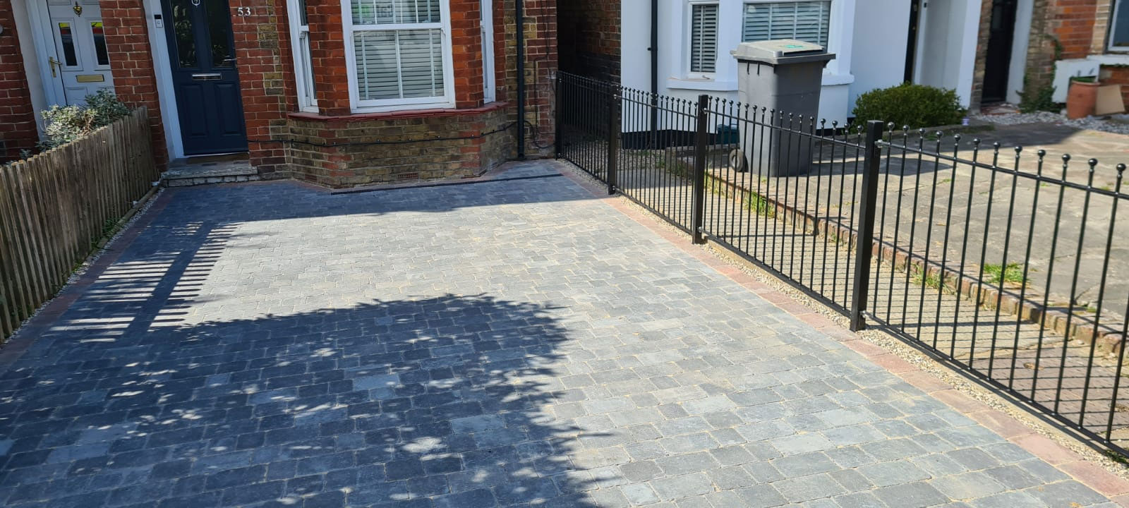 Block Paving Driveway with metal railing fencing - BPM Garden ...